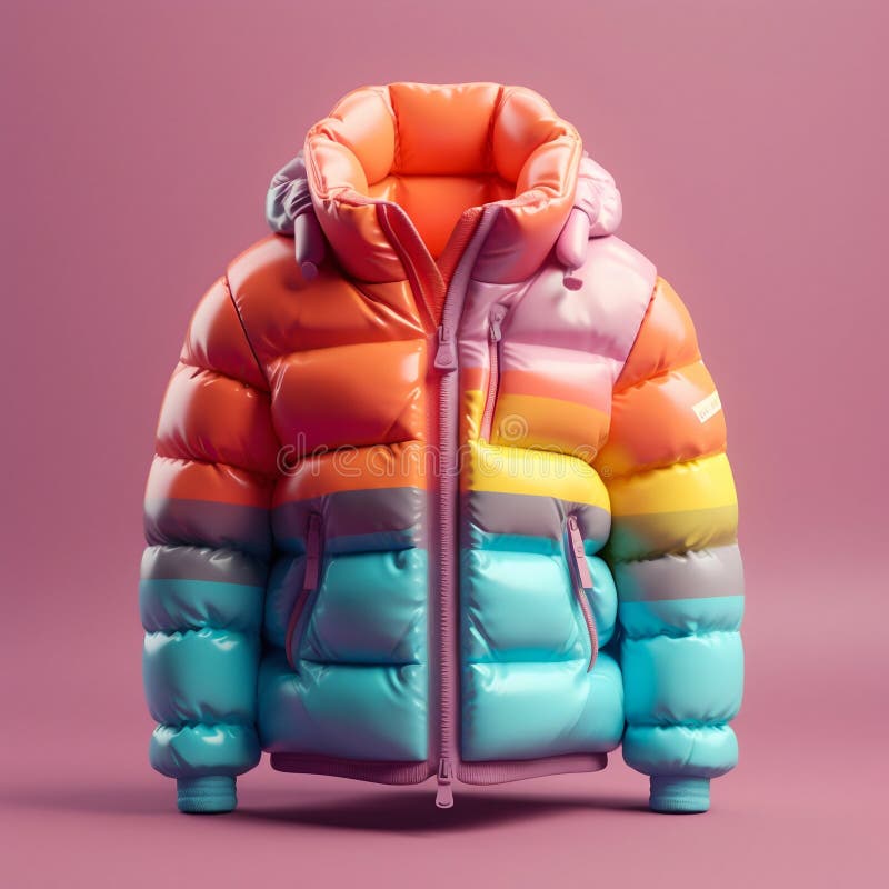 Glossy Colorful Puffer Jacket. Generative AI Stock Illustration ...