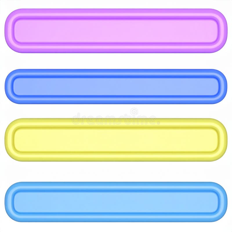 Glossy Colorful Rounded Rectangle Buttons Mockup Set on Transparent Background Stock Photo ...