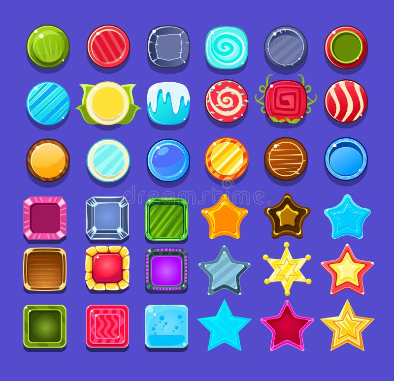 Glossy Colorful Shapes Set, Decorative Elements for Gui User Interface ...