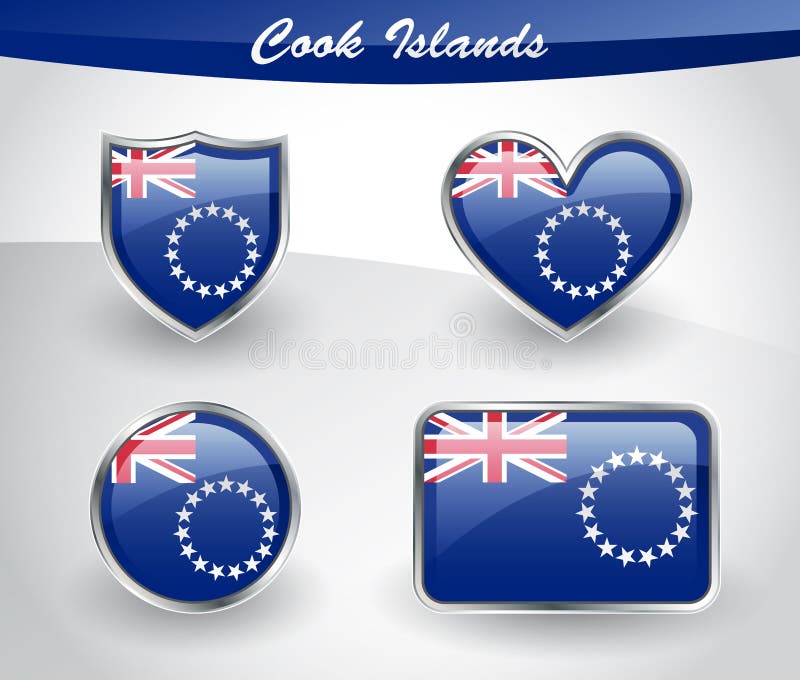 Glossy Cook Islands Flag Icon Set Stock Vector - Illustration of ...