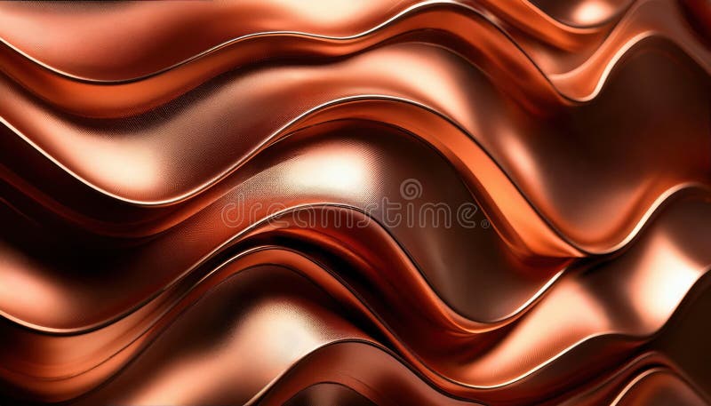 Glossy Copper Bronze Metallic Waves Creating a Luxurious Abstract ...