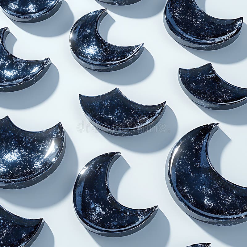 Glossy Crescent Moon Shaped Objects on White Background Stock ...