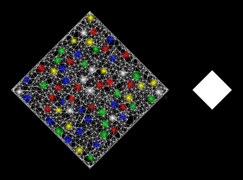 Shiny Hatched Network Rhombus Icon Stock Vector - Illustration of ...