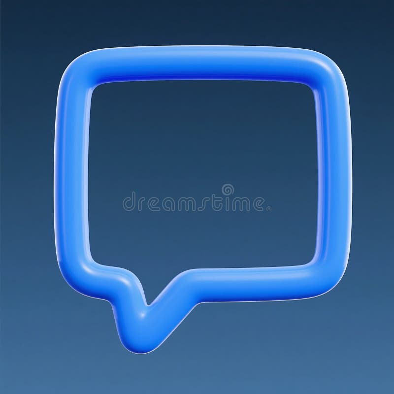 A Glossy 3D Blue Speech Bubble with Round Edges, Cartoon-style and Cute ...