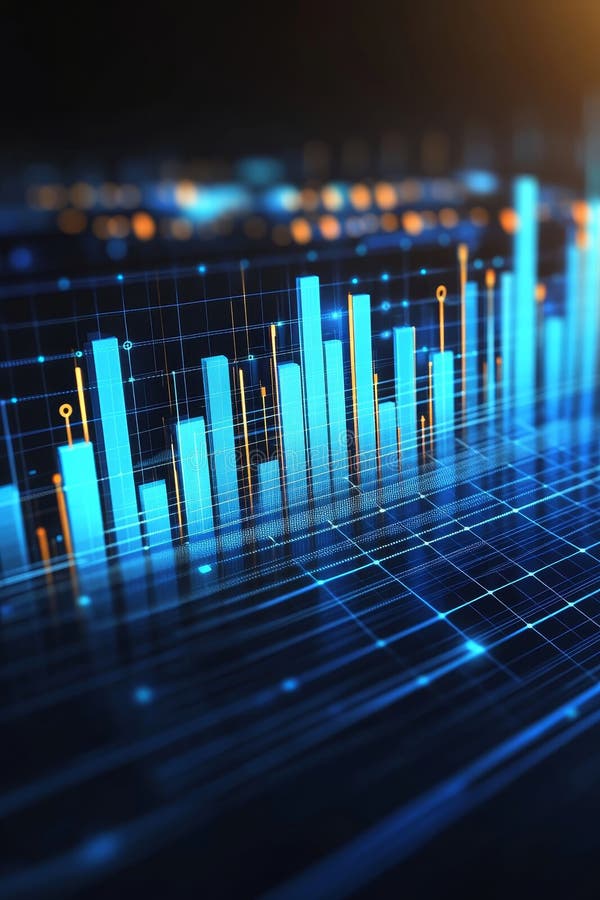 Glossy 3D Chart, Graph on Dark Background High Tech Abstract Wallpaper ...