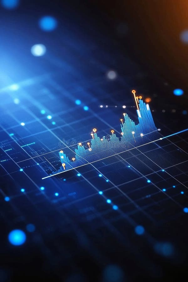 Glossy 3D Chart on Technology Background, Business Analytics Data ...