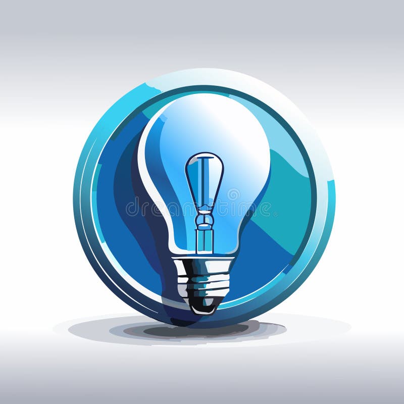 Glossy D Icons Featuring a Bright Blue Light Bulb Design on a Circular ...