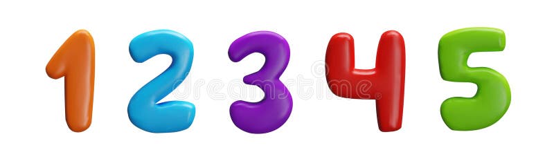 Glossy 3D Multicolored 12345 Digits, Numbers from One To Five Vector ...