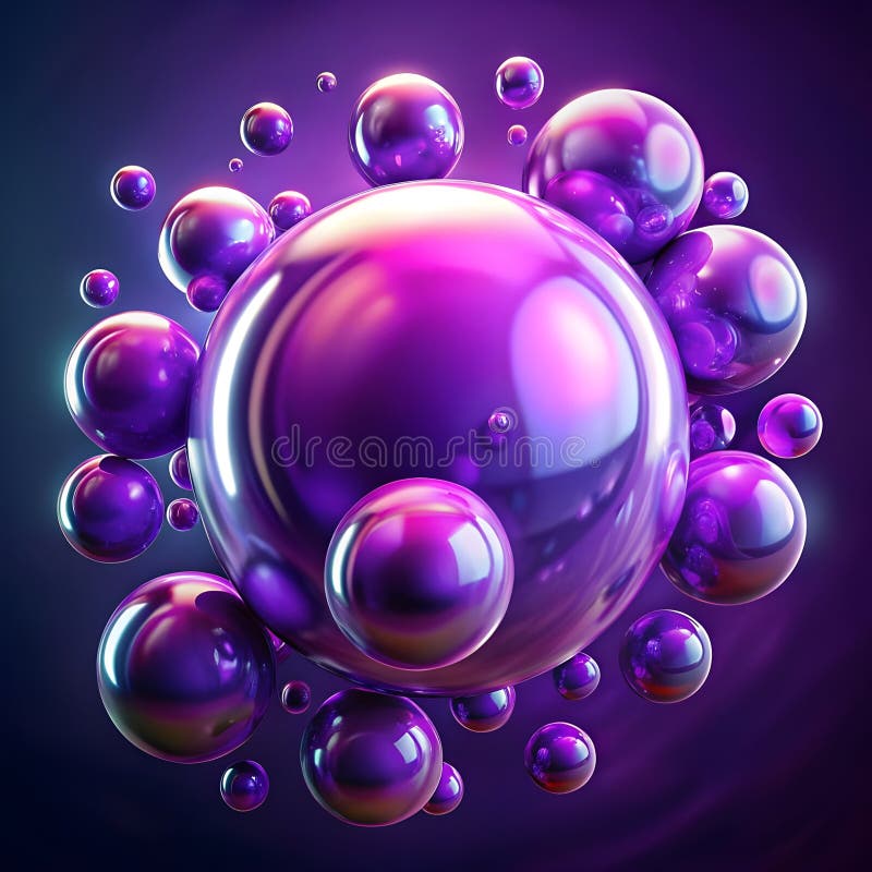 Glossy 3d Purple Spheres Background Buble Walpap Stock Illustration ...