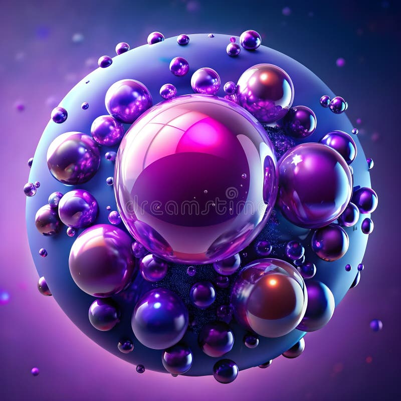 Glossy 3d Purple Spheres Background Buble Walpap Stock Illustration ...