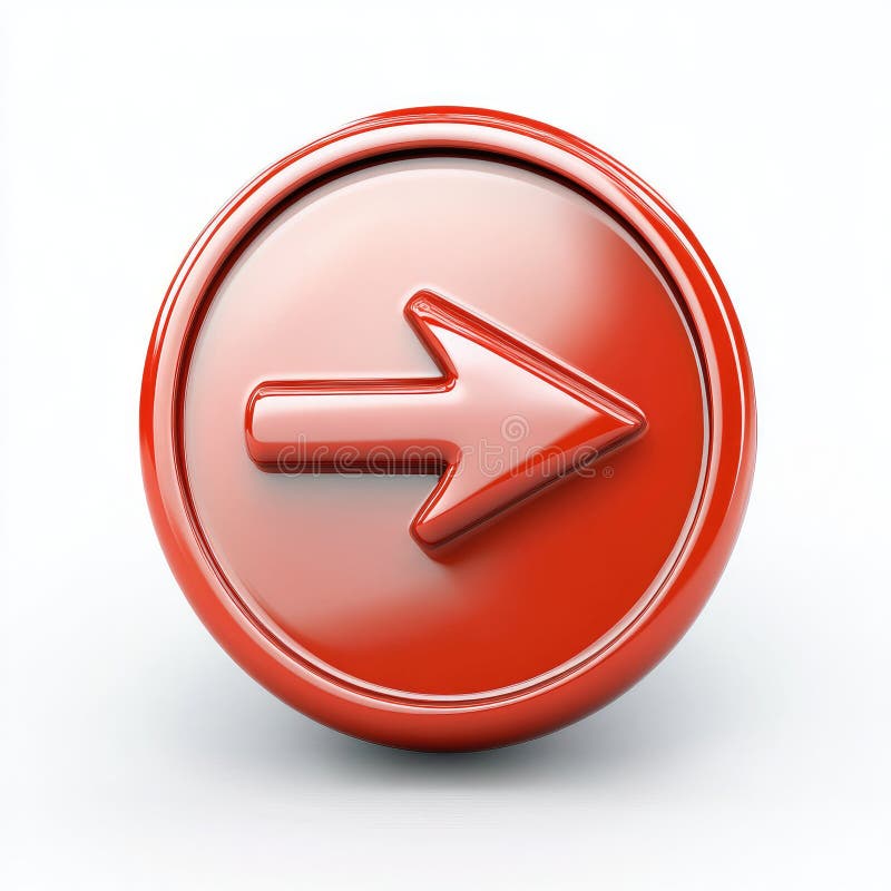 Glossy Red Circular Arrow Button: Next, Forward, Proceed Icon Stock ...