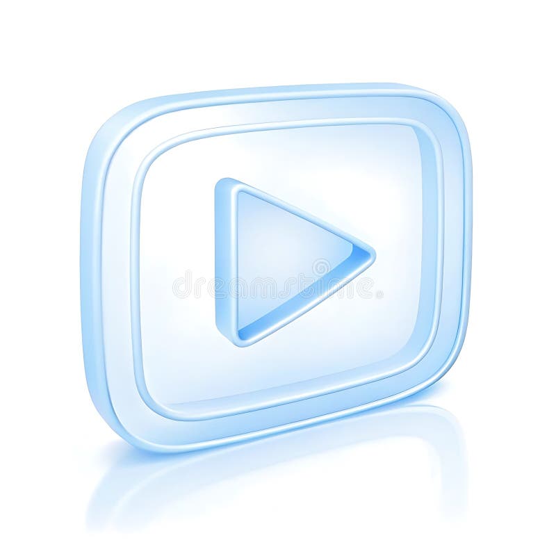 3d Blue Play Button Icon with Rounded Square Frame Isolated on White ...