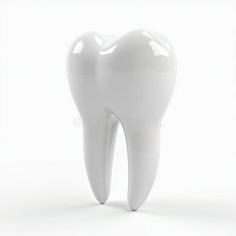Glossy 3D Rendering of a Single Molar Tooth on a White Background ...