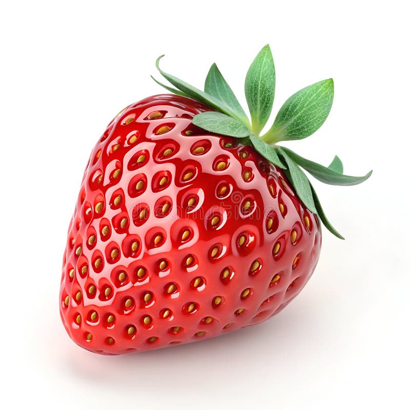 Glossy 3D Strawberry Icon Isolated on White Background Stock ...