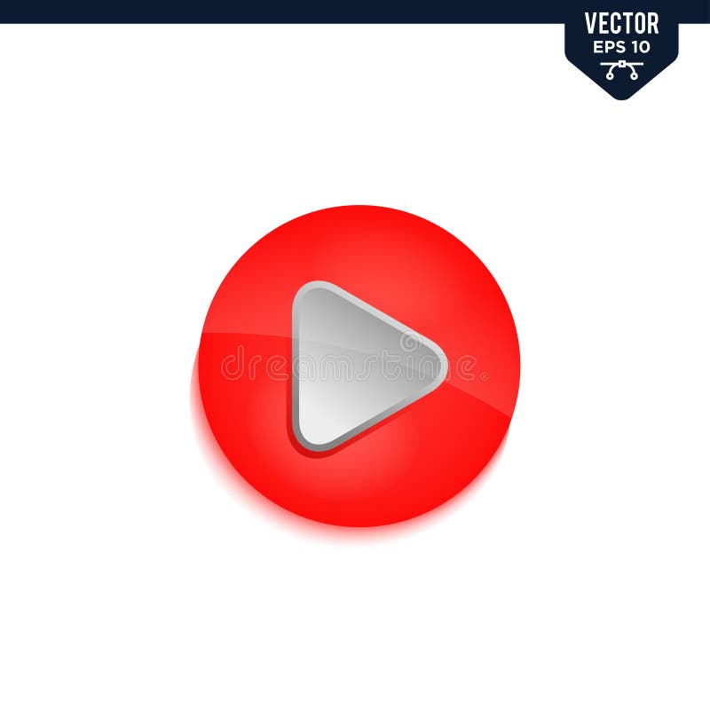 Glossy 3D Style Play Button Icon Design Stock Vector - Illustration of ...