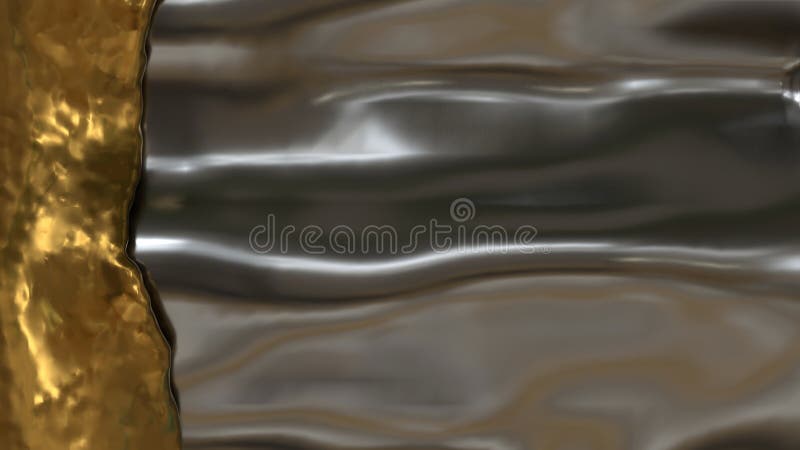 Glossy Dark Metal with Horizontal Wave Flow and Melted Gold Stock Image ...