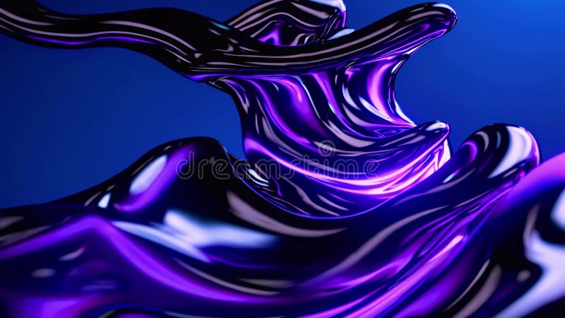 Glossy Dark Purple Liquid Forms Dynamic Elegant Splash on Smooth ...