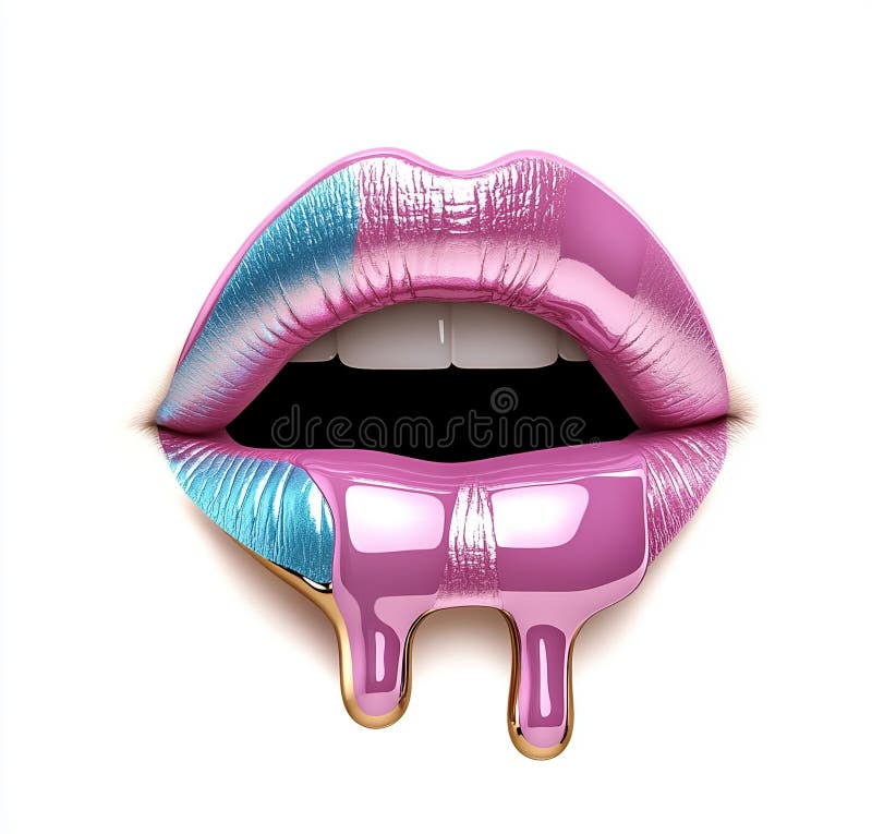 Glossy Dripping Lips stock illustration. Illustration of visually ...