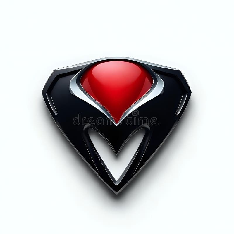 Glossy Emblem with Red Center and Black and Silver Diamond Shaped Frame ...