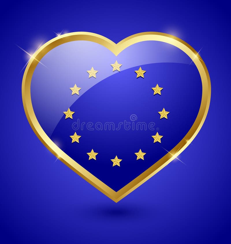 Glossy european heart stock vector. Illustration of blue - 26853784
