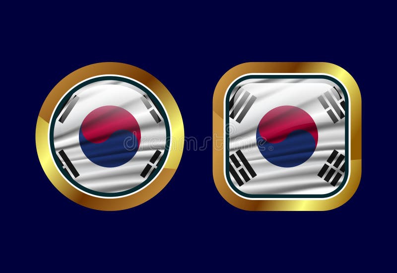 Glossy Flag Button of South Korea, High Quality Web Button Design Stock ...