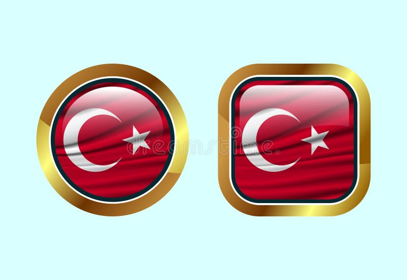 Glossy Flag Button of Turkey, High Quality Web Button Design Stock ...