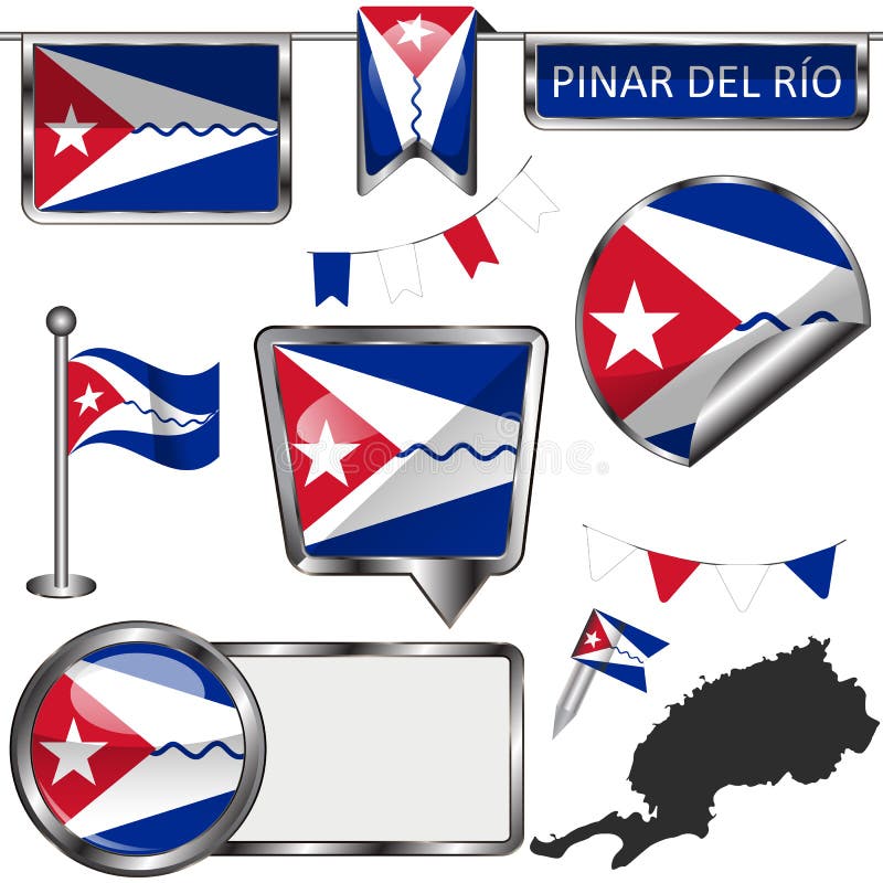 Glossy Flags of Pinar Del Rio, Cuba Stock Vector - Illustration of ...