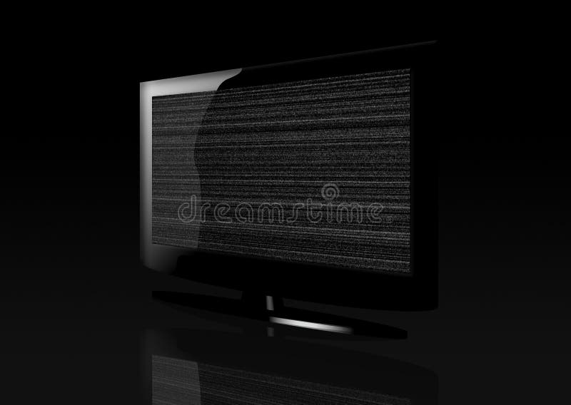Glossy Flat Screen TV with Static Stock Illustration - Illustration of ...