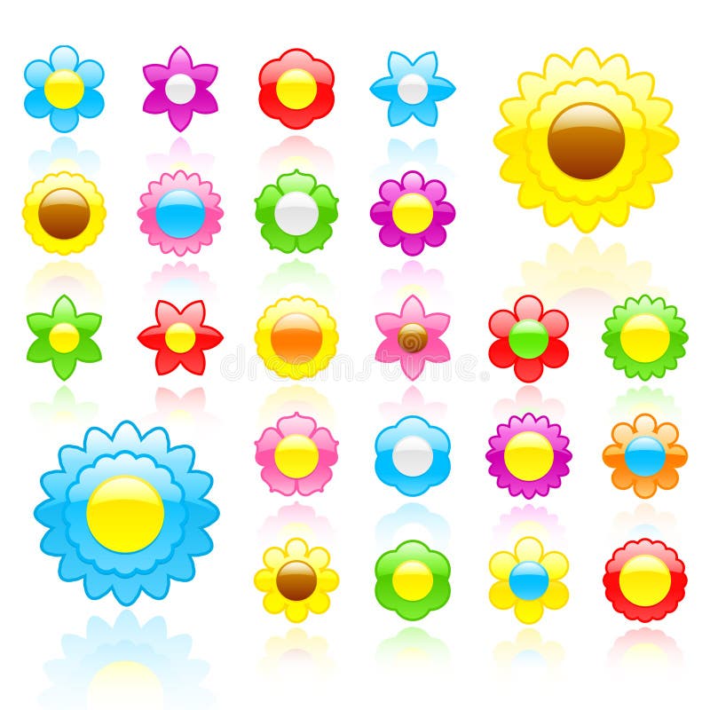 Glossy flower icon set stock vector. Illustration of cartoon - 5663509