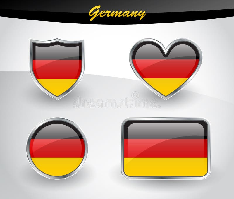 Glossy Germany Flag Icon Set Stock Vector - Illustration of german ...