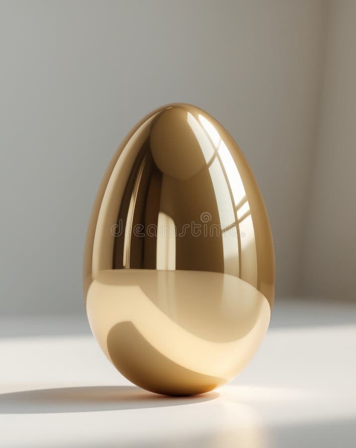Glossy Gold Egg with Smooth Finish and Bright Highlights Stock Image ...