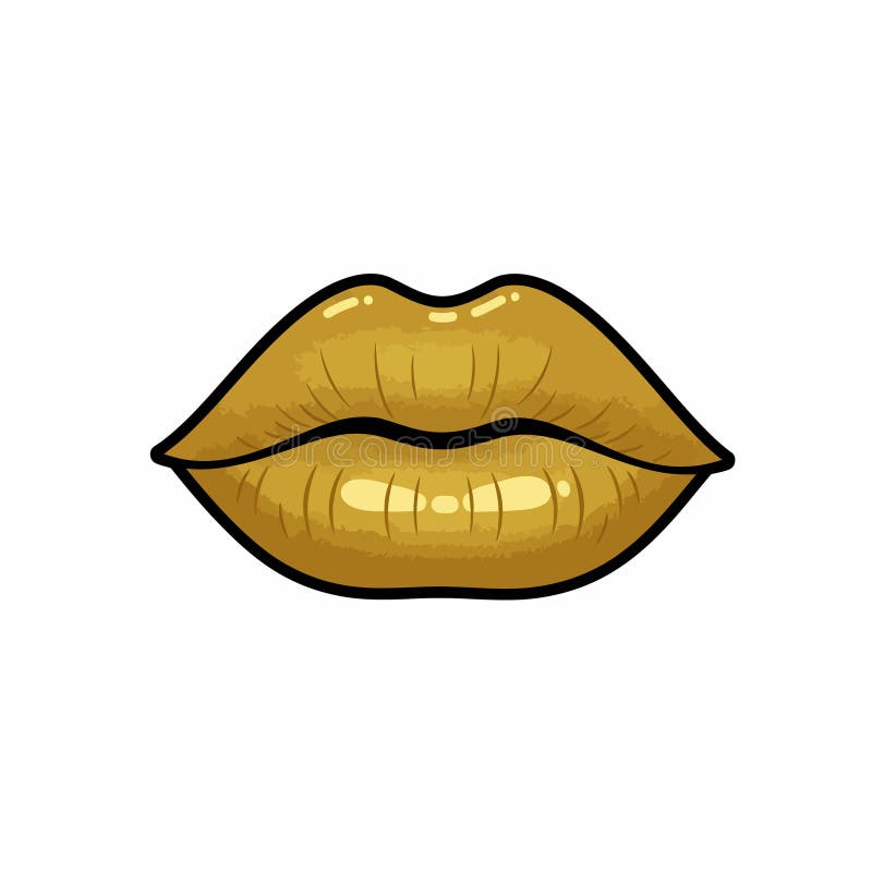 Gold lips clipart stock vector. Illustration of bright - 371781997