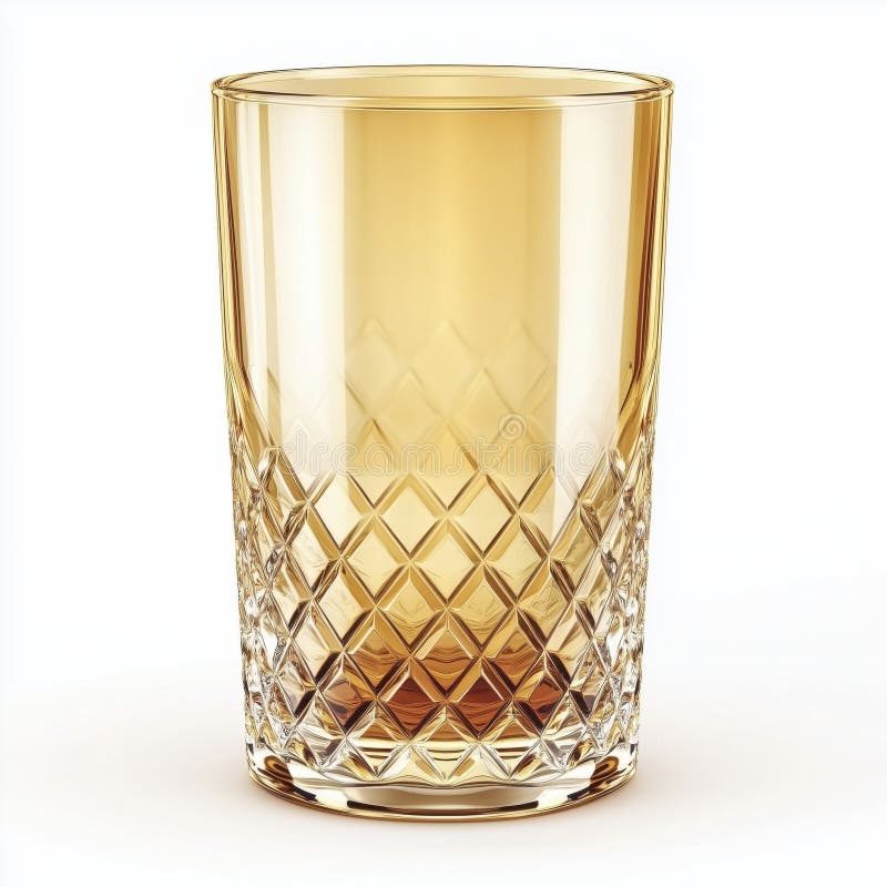 Glossy Gold Luxury Glass with Diamond Cut Texture Isolated on White ...