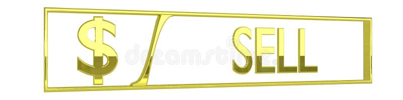 Glossy Gold Sell Icon - Isolated on White - 3D Render Stock ...