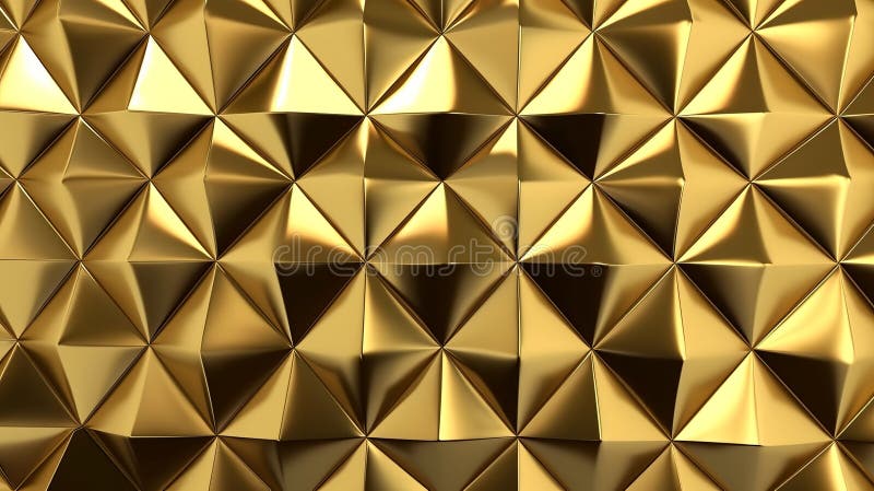 Glossy, Gold Tiles Arranged To Create a 3D, Background Formed from ...