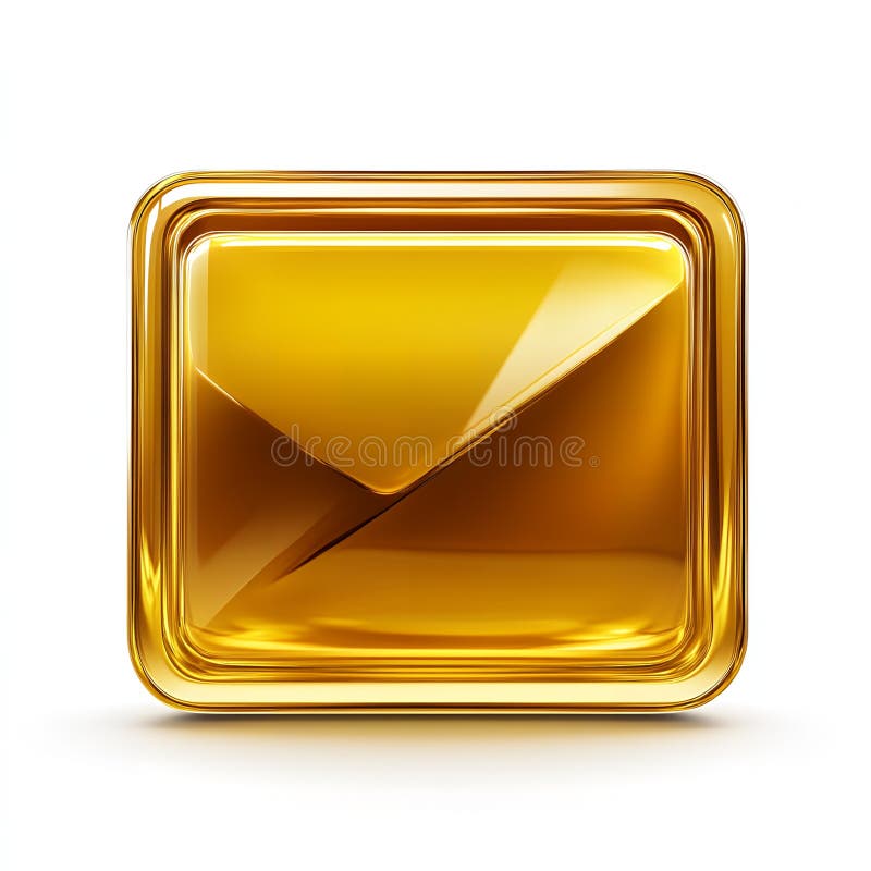 Glossy Golden Envelope Icon Stock Illustration - Illustration of shadow ...