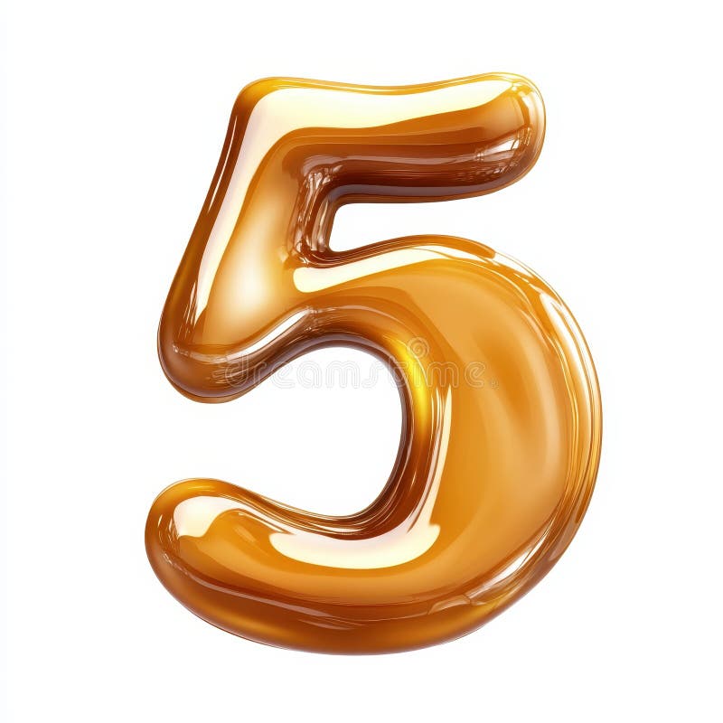 A Glossy, Golden Number 5 with a Smooth, Shiny Texture Stock ...