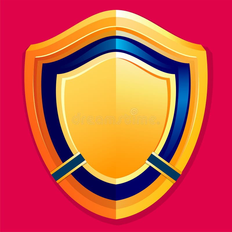 Glossy Golden Security Shield on Pink Background Stock Vector ...