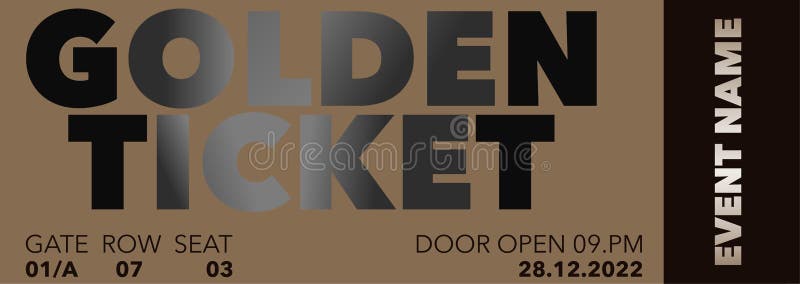 Glossy Golden Ticket stock vector. Illustration of invitation - 252614050