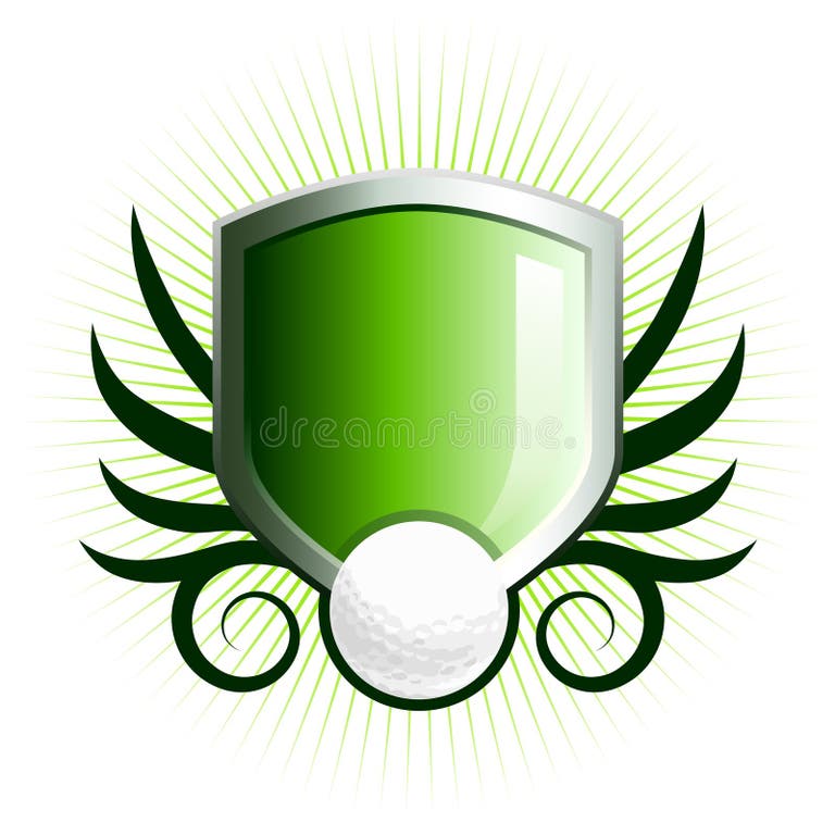 Glossy golf shield emblem stock vector. Illustration of defense - 5196969