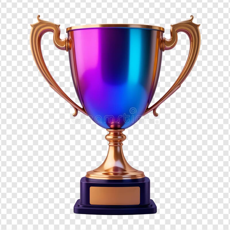 Glossy Gradient Trophy Icon in Purple and Gold on Transparent ...
