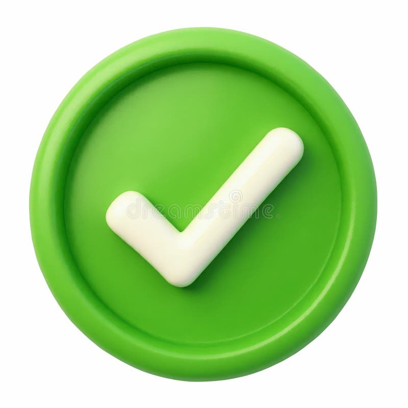 Glossy Green Check Mark Button Isolated Stock Illustration ...