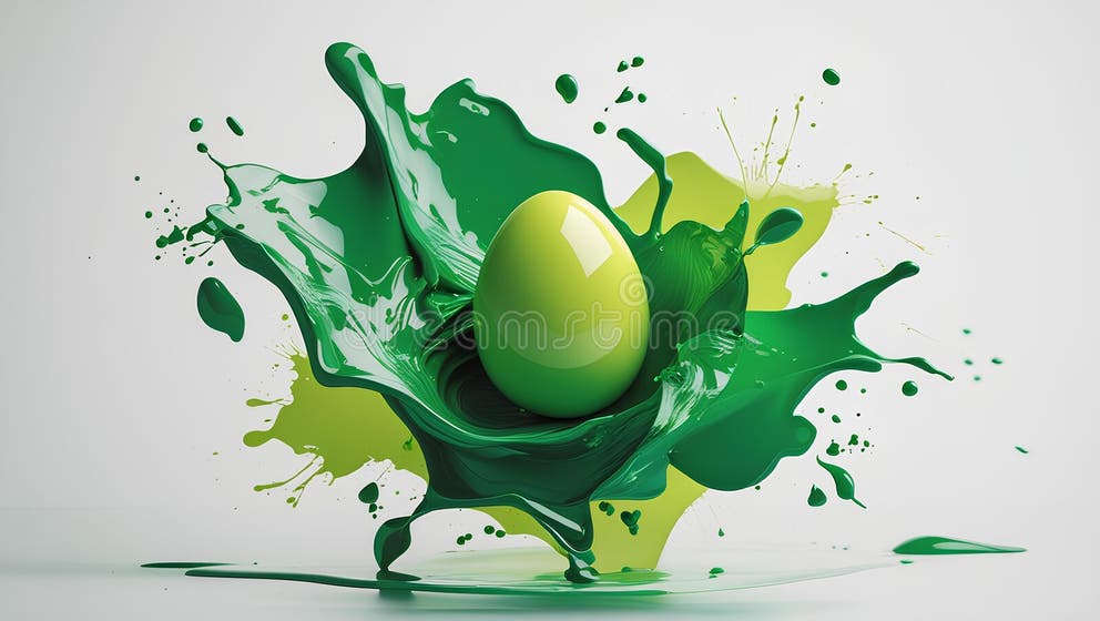 Glossy Green Easter Egg Explosion: Fresh Spring Design Element Stock ...