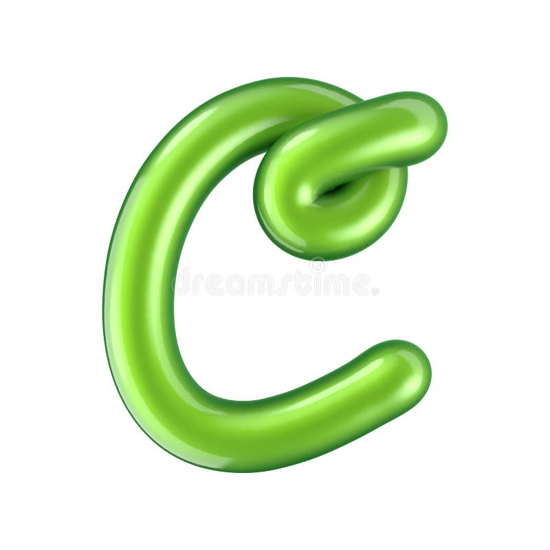 Glossy Green Letter C Uppercase. 3D Rendering Stock Illustration ...