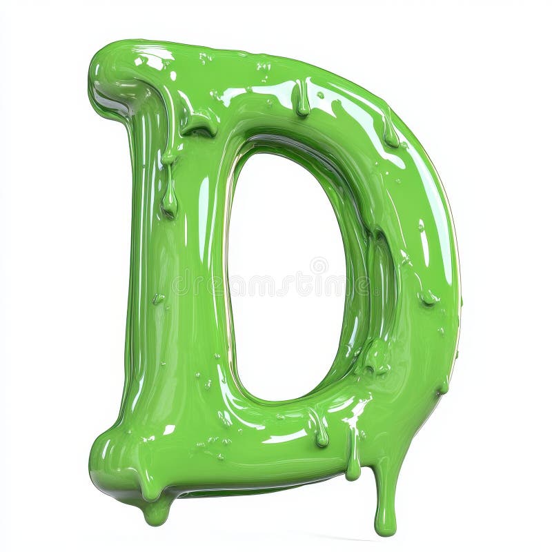 A Glossy, Green Letter "D" with a Dripping Effect, Resembling a Playful ...
