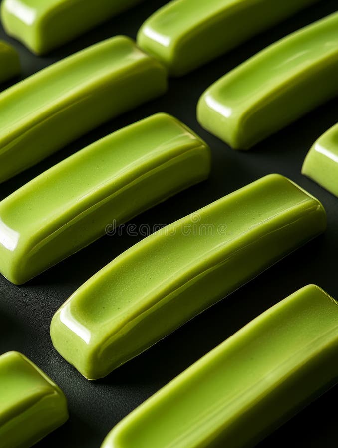 Glossy Green Matcha Chocolate Bars in a Neat Pattern. Stock Photo ...