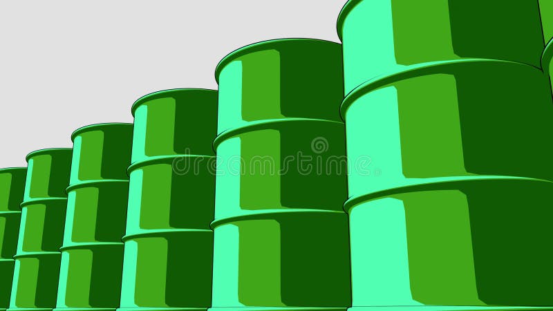 Glossy Green Metal Barrels. Cartoon Version for Presentations and ...