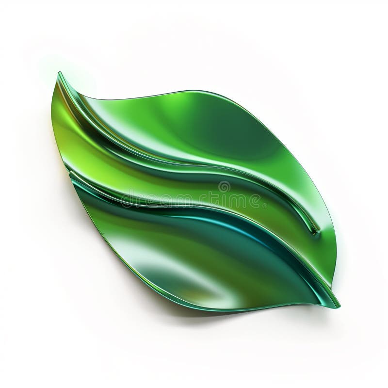 Glossy Green Metallic Leaf-Shaped Sculpture Stock Photo - Image of ...