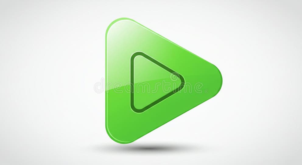Glossy, Green Play Button Icon with a Triangular Shape. the Button Has ...