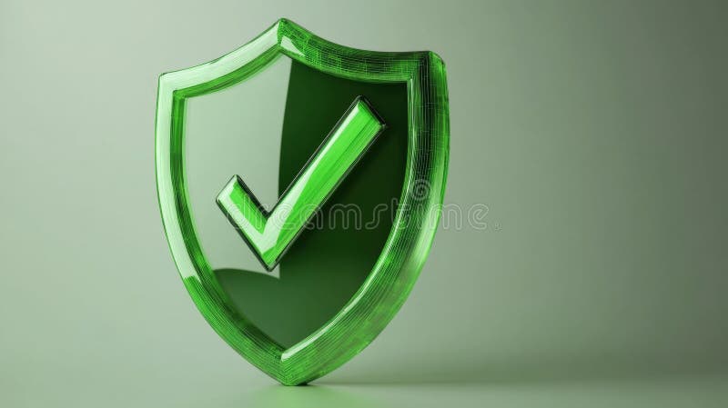 Glossy Green Shield with a Checkmark Symbolizes Security and Trust ...
